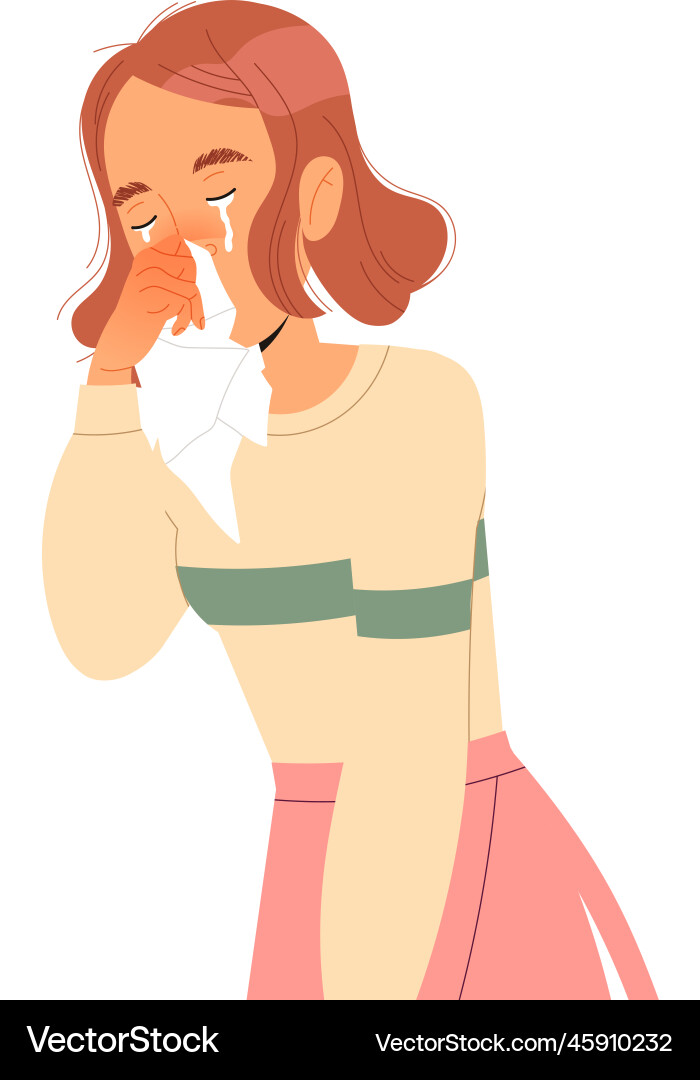 Woman crying from sorrow and grief Royalty Free Vector Image
