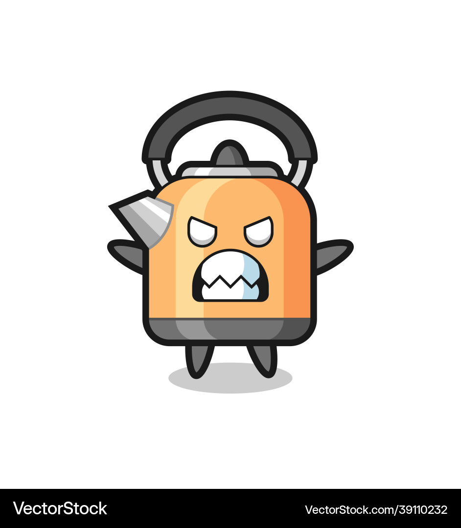 Wrathful expression of the kettle mascot character