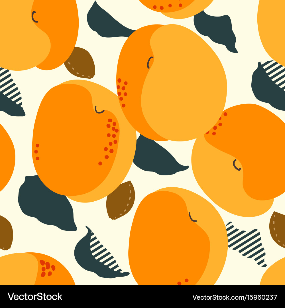 Apricot fruits seamless pattern fresh apricots Vector Image