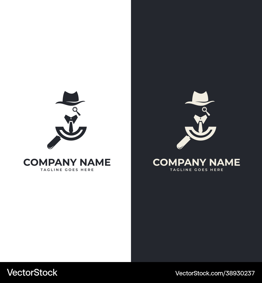 Black hat man logo spy detective logo design Vector Image