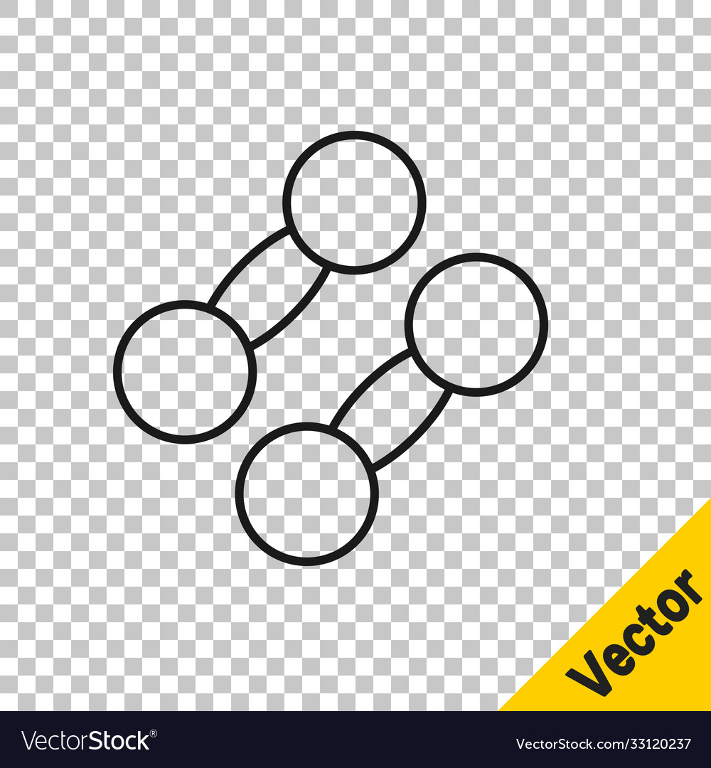 Black line dumbbell icon isolated on transparent Vector Image