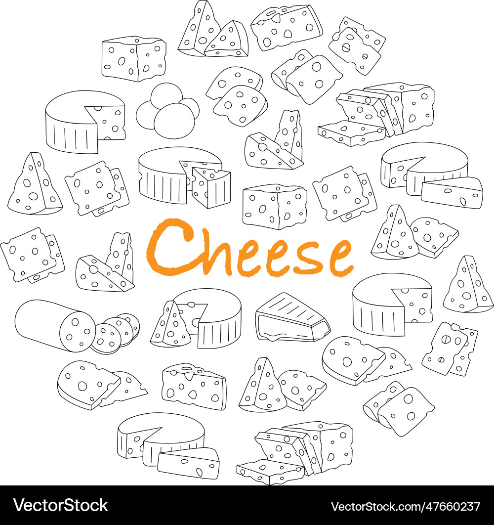 Cheese products in circle design cheeses shop Vector Image
