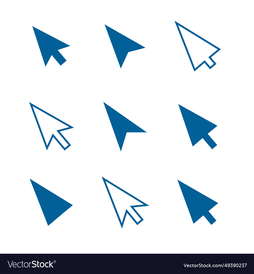 Collection of flat mouse cursor pointer element Vector Image