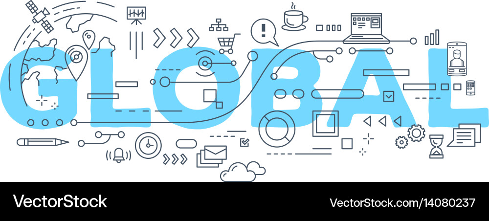 Creative of global word lettering Royalty Free Vector Image