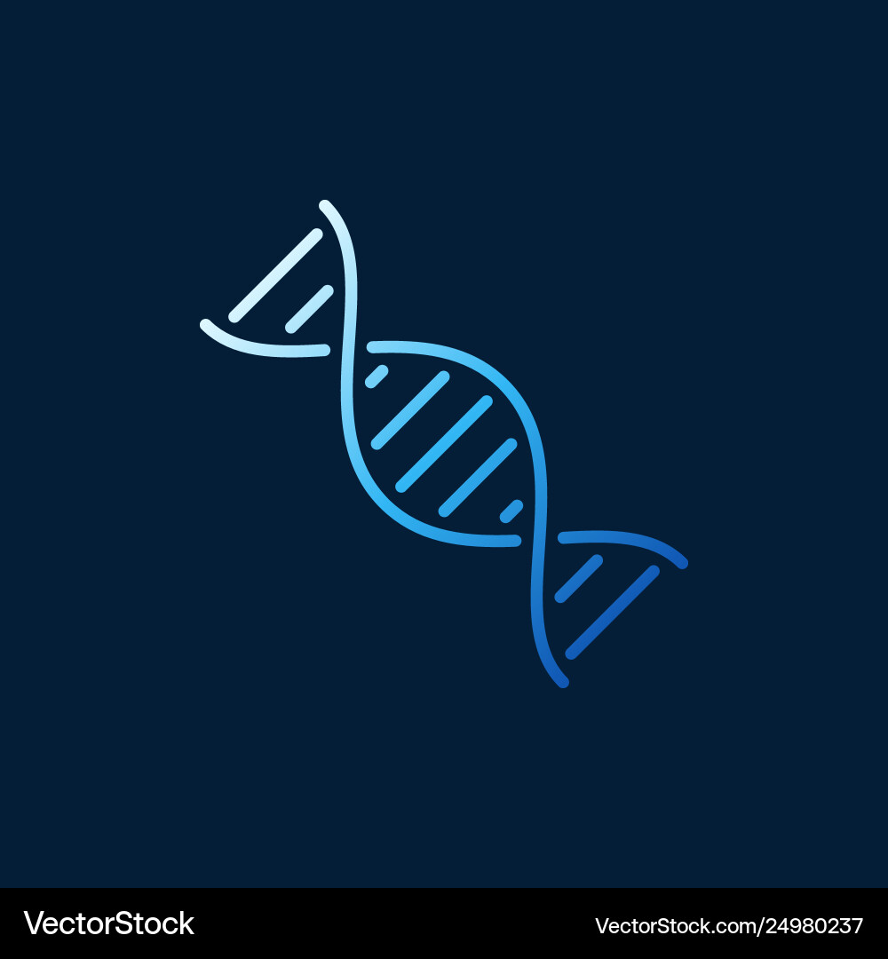 Dna helix outline blue minimal icon or logo Vector Image