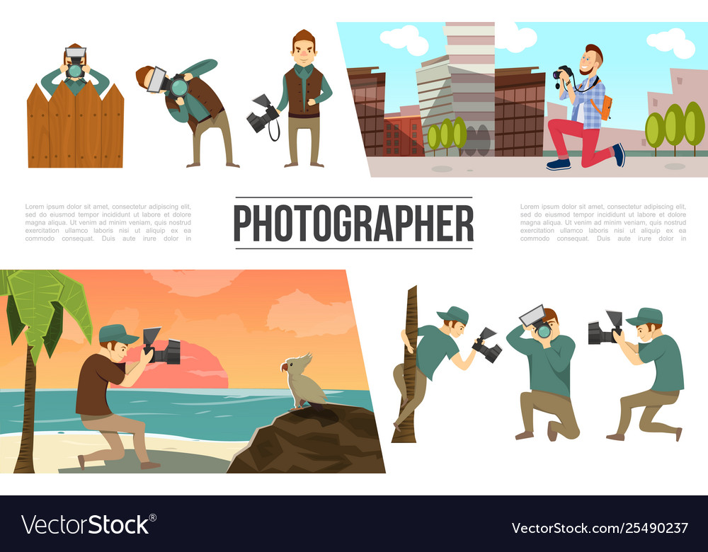 Flat photography elements collection Royalty Free Vector