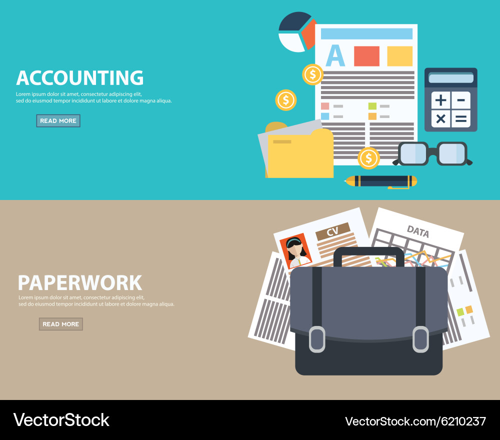 Flat style business accounting and paperwork Vector Image