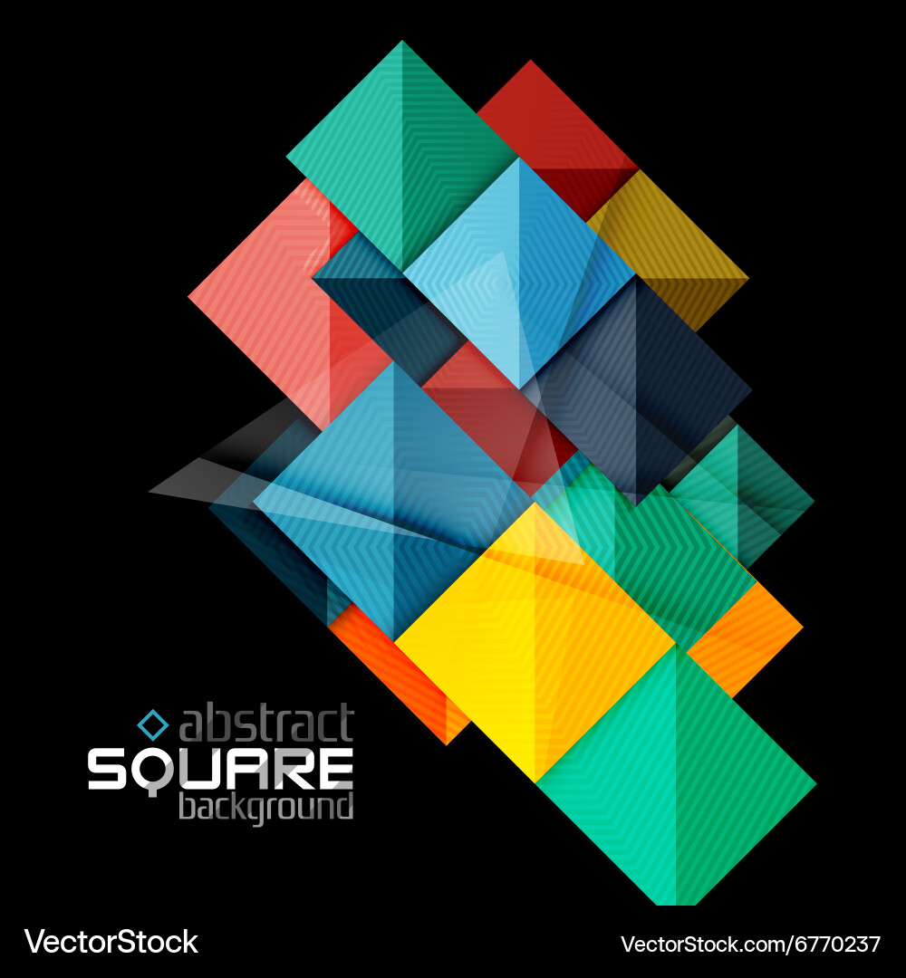 Glossy color squares on black geometric abstract Vector Image