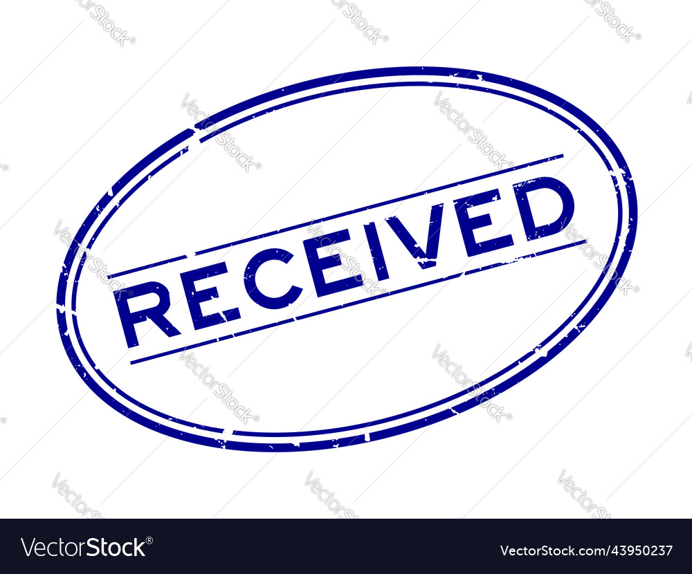 Grunge blue received word oval rubber seal stamp Vector Image