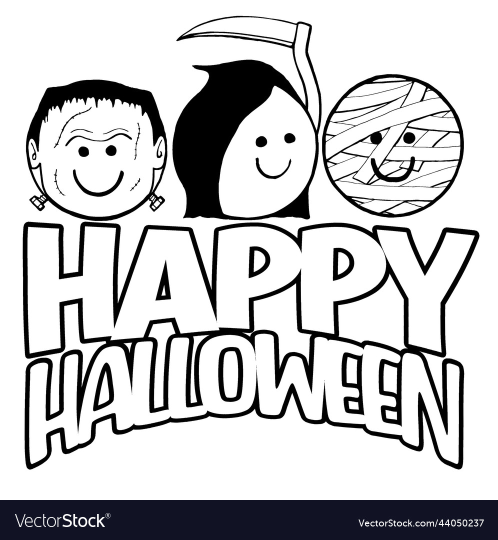 Happy halloween with smiley face monsters Vector Image