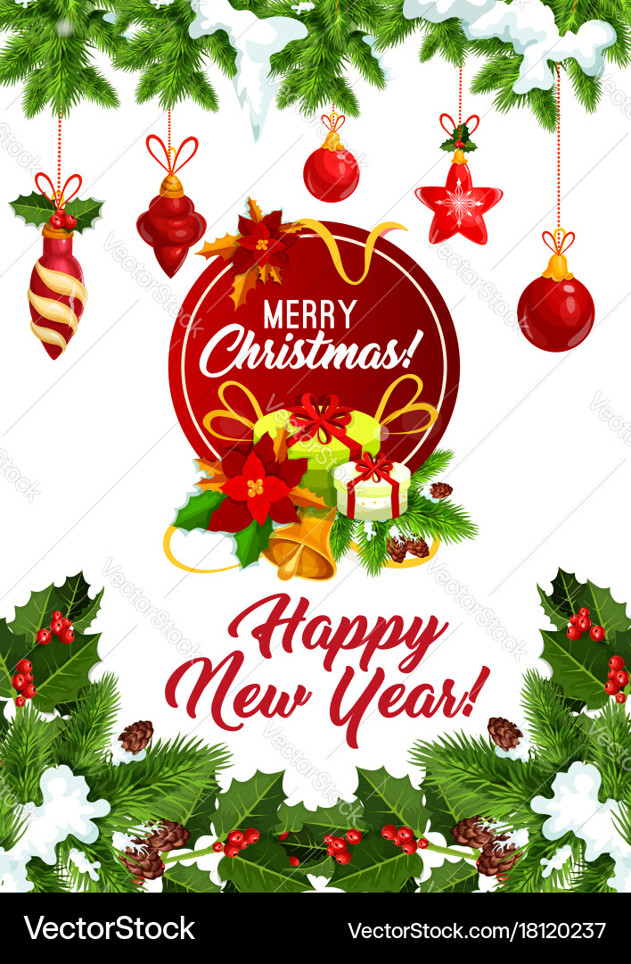 Happy new year christmas tree greeting card Vector Image
