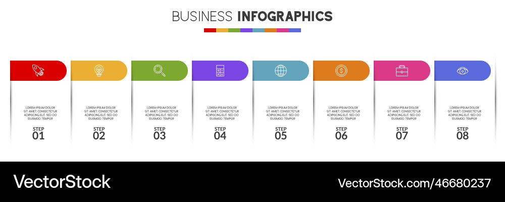 Infographics design template and icons with 8 Vector Image