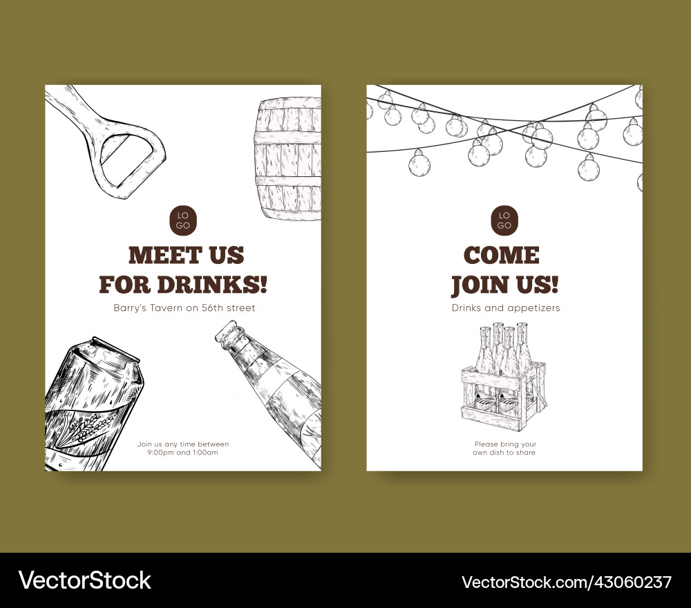 Invitation card template with craft beer Vector Image