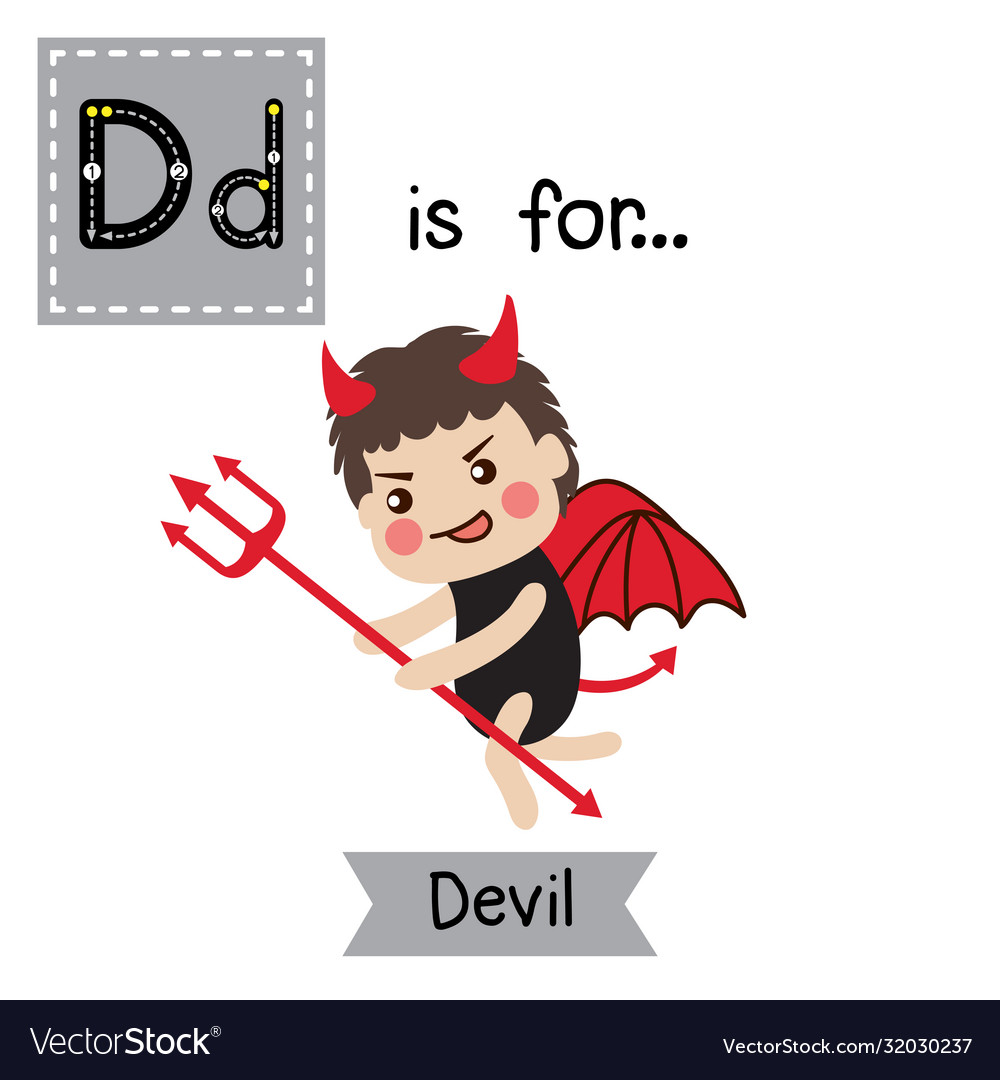 Letter d tracing devil Royalty Free Vector Image