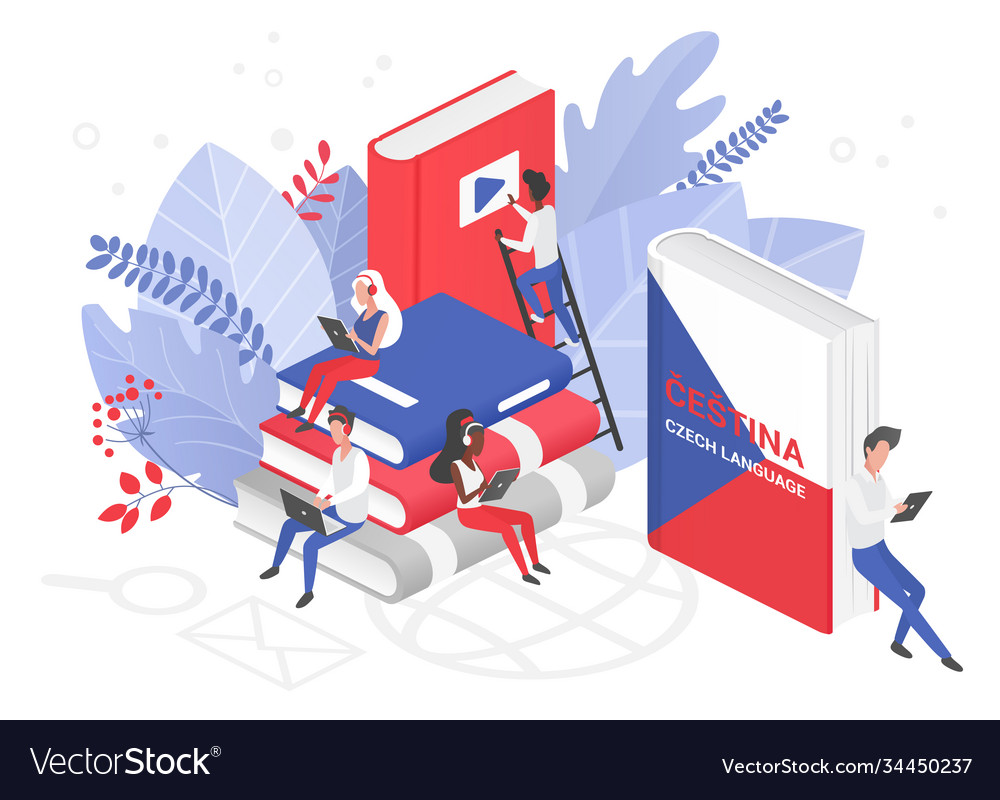 Online language courses isometric 3d Royalty Free Vector