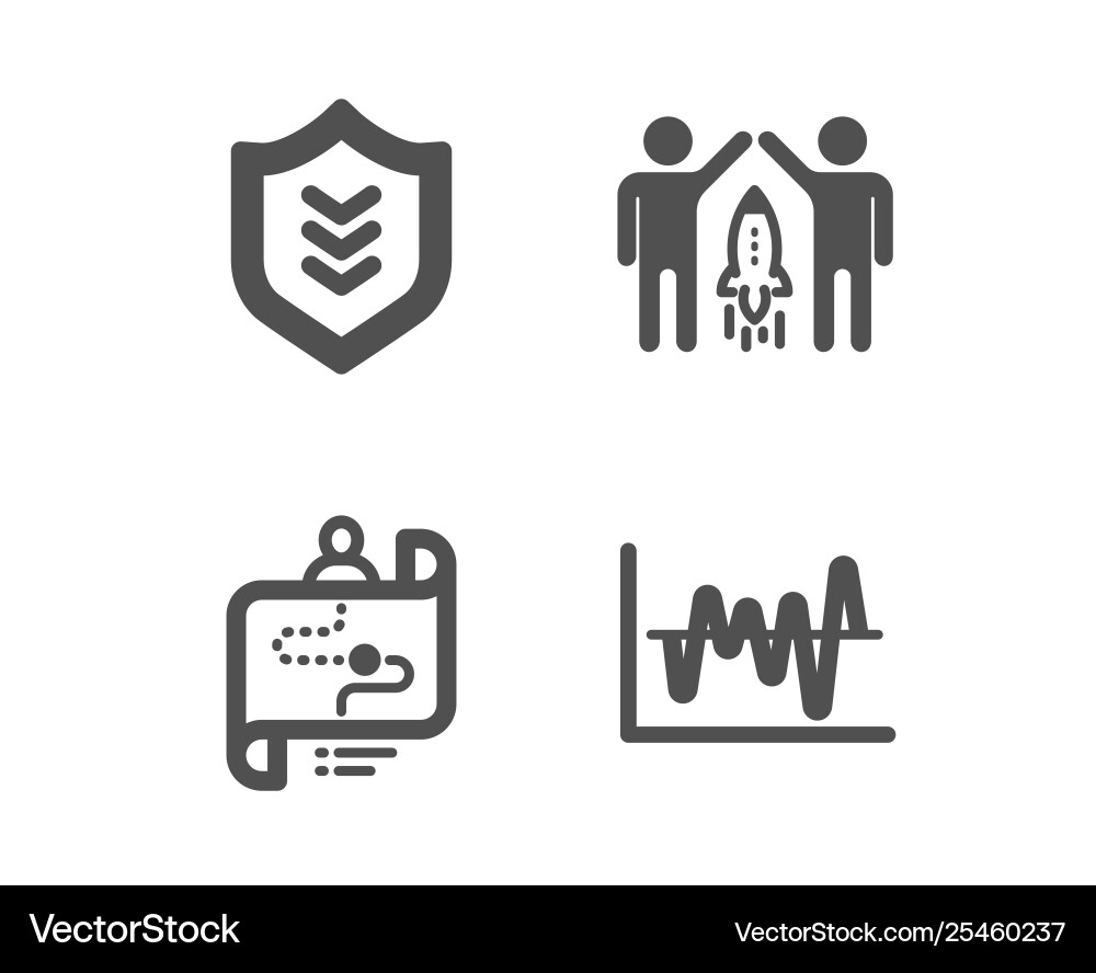 Partnership journey path and shield icons stock Vector Image