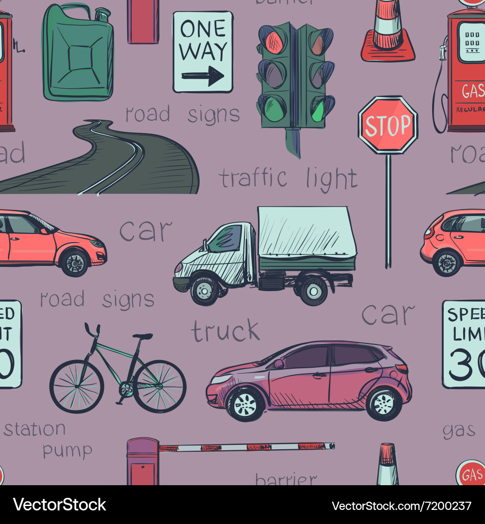 Seamless pattern of traffic laws icons Royalty Free Vector