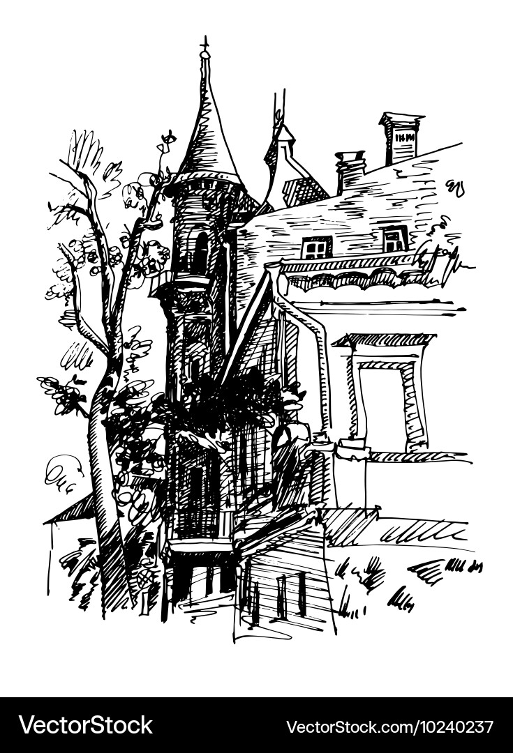 Sketch drawing historical building from kyiv Vector Image