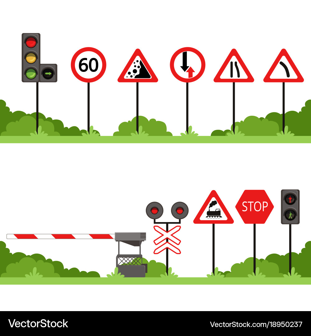 Traffic signs set various road sign Royalty Free Vector