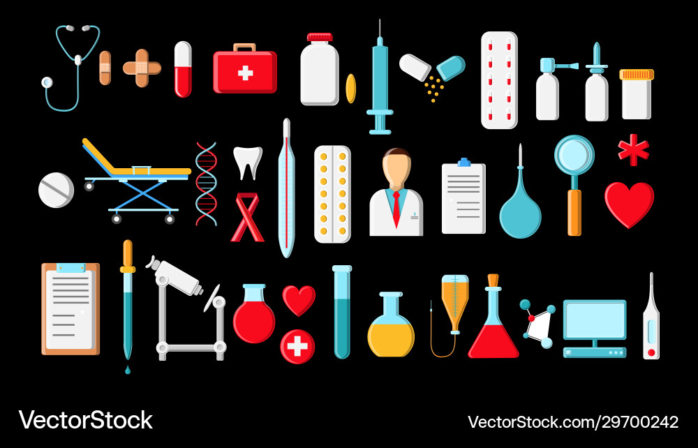 Big beautiful bright colored set medical Vector Image