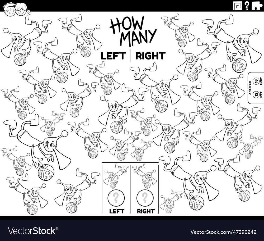 Counting pictures of comic alien Royalty Free Vector Image