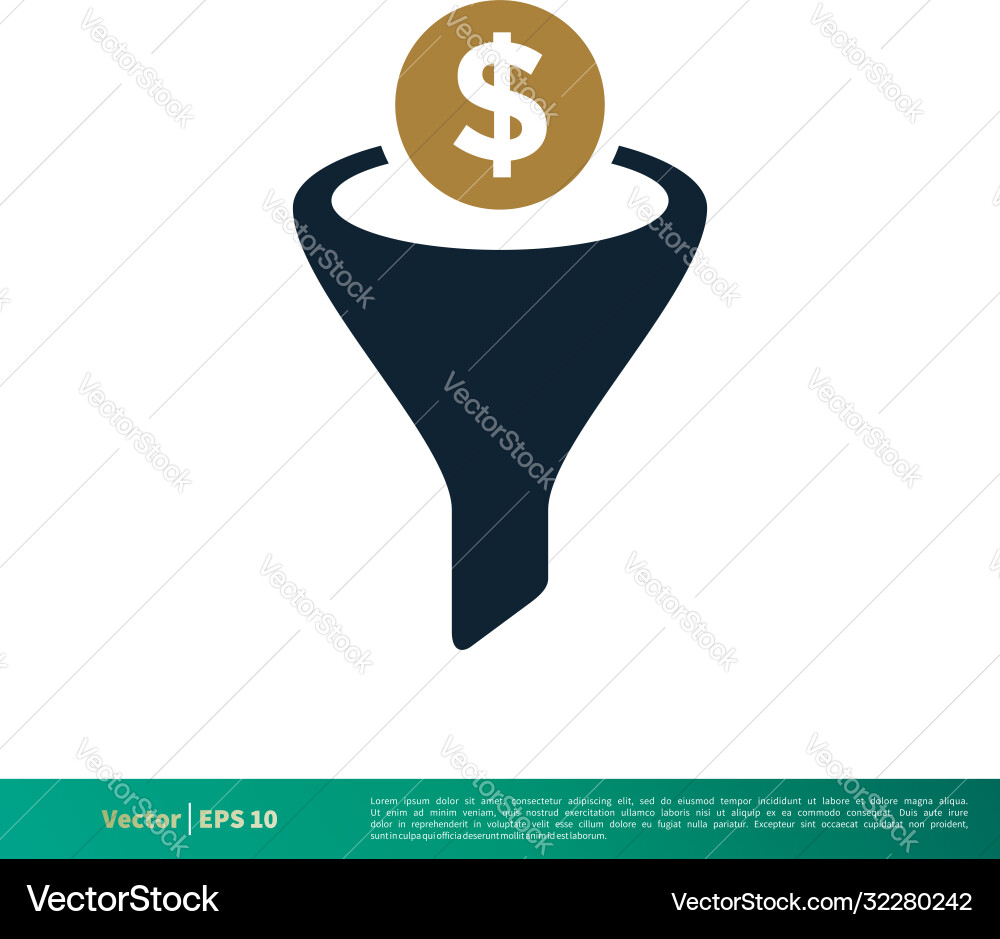 Funnel filter and money icon logo template design Vector Image