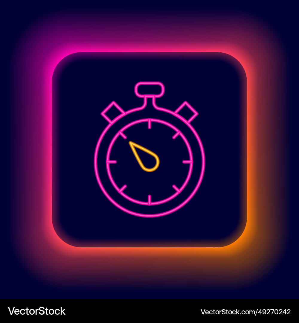 Glowing neon line stopwatch icon isolated Vector Image