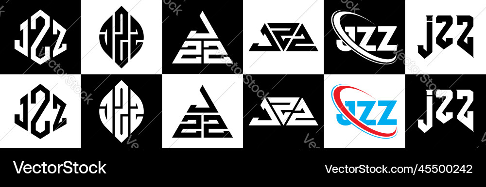 Jzz letter logo design in six style polygon Vector Image