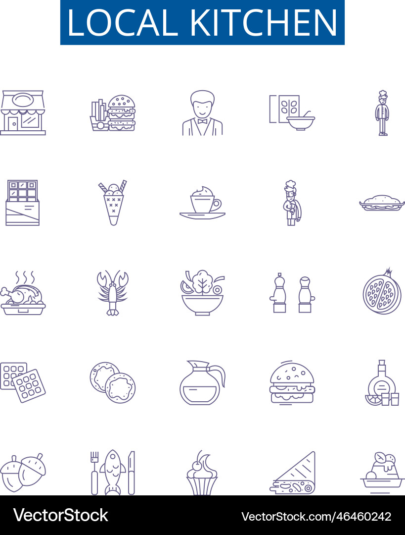 Local kitchen line icons signs set design Vector Image