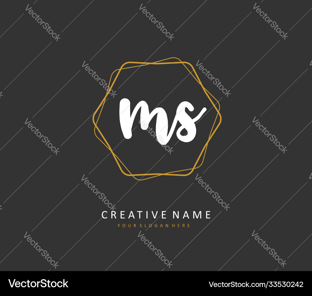 M s ms initial letter handwriting and signature Vector Image