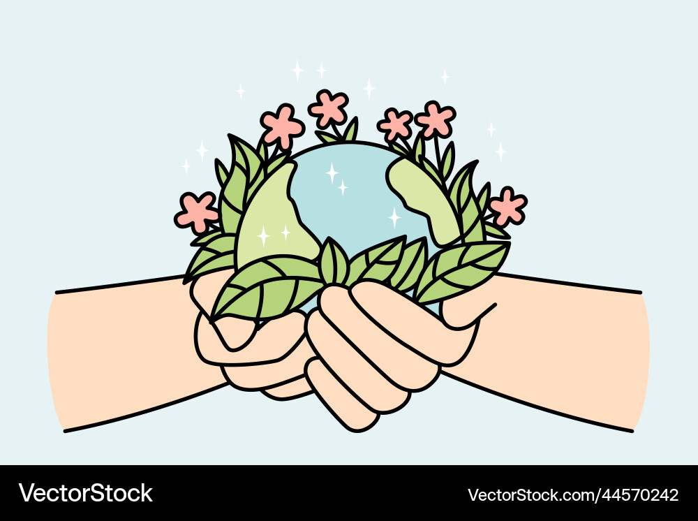 Person hands holding planter earth Royalty Free Vector Image