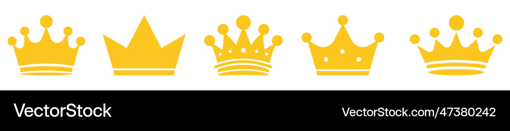 Set of yellow crowns isolated Royalty Free Vector Image