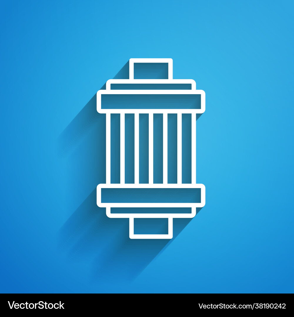 White line car air filter icon isolated on blue Vector Image