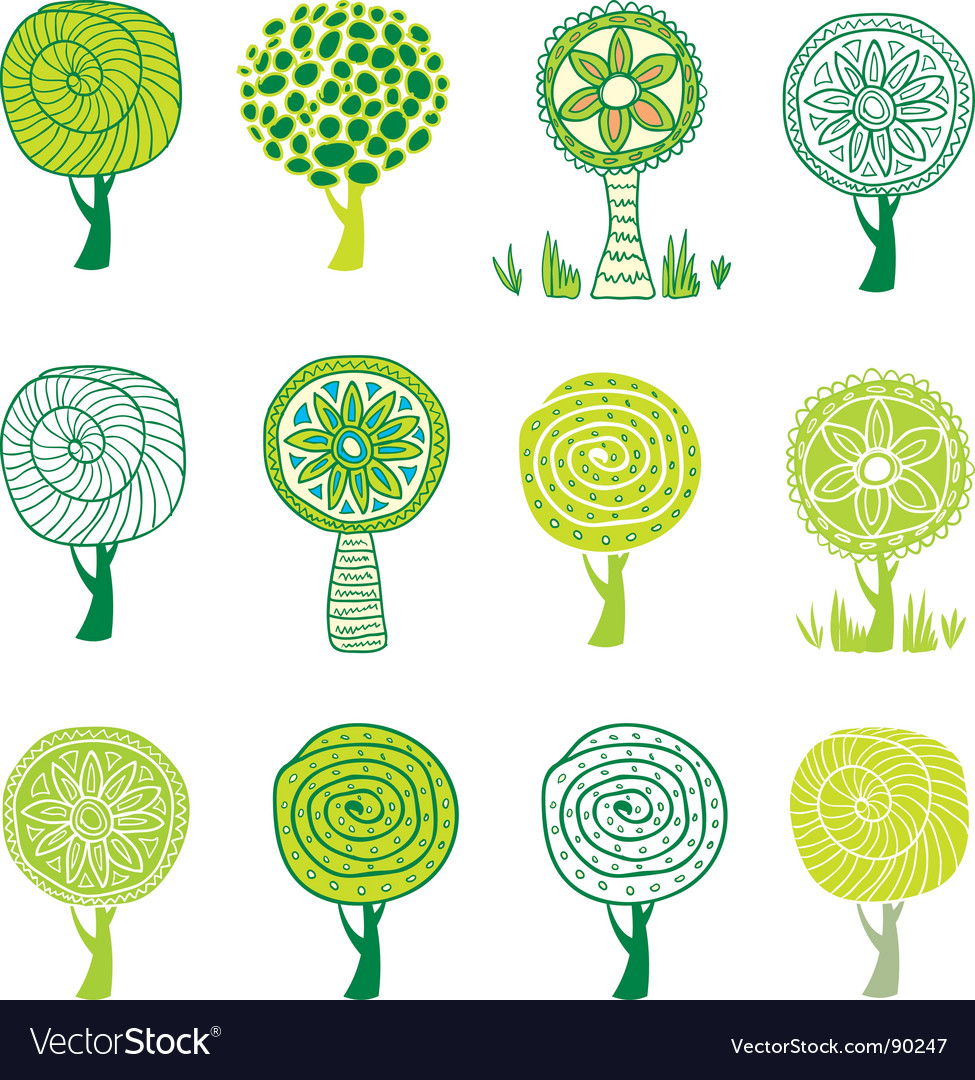Artistic trees Royalty Free Vector Image - VectorStock