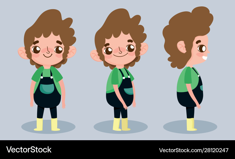 Cartoon character animation little boy Royalty Free Vector