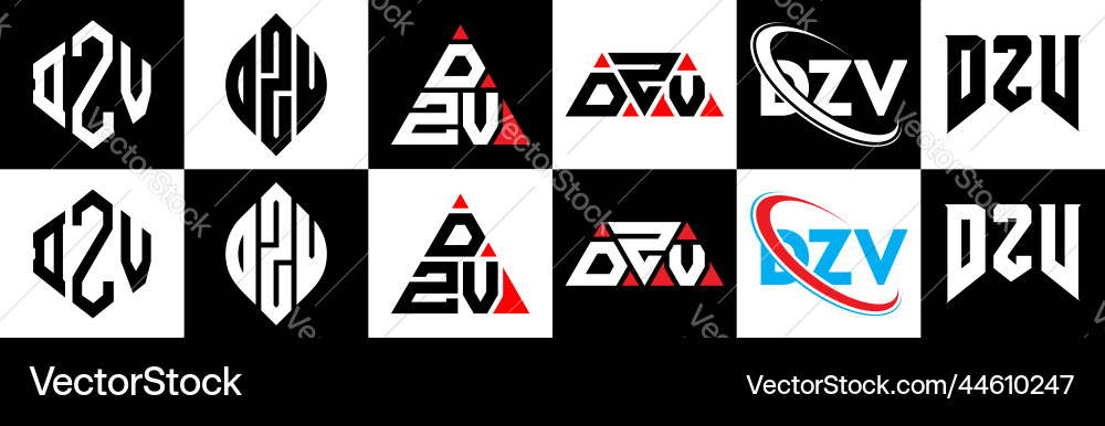Dzv letter logo design in six style polygon Vector Image