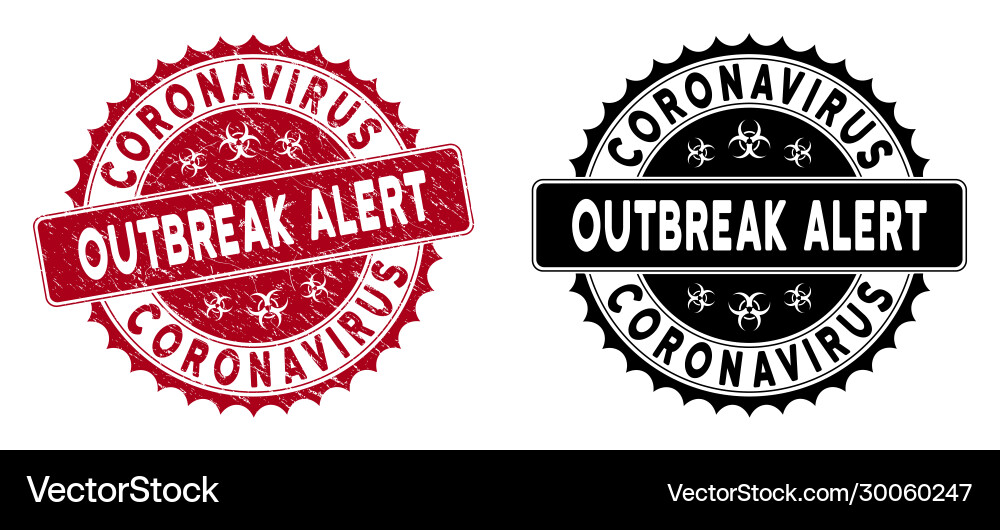 Grunge coronavirus outbreak alert red seal and Vector Image