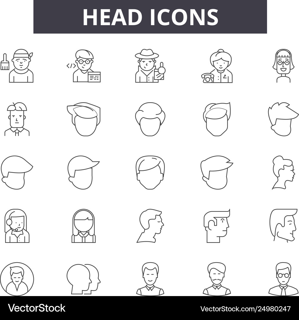 Head line icons signs set outline Royalty Free Vector Image