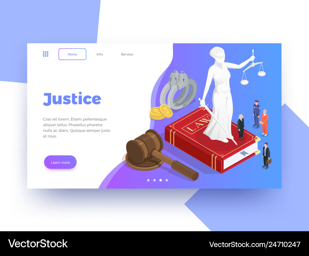 Isometric justice webpage background Royalty Free Vector