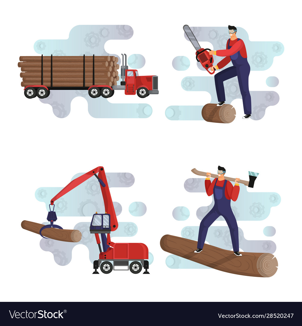 Logging loading and transportation wood logs Vector Image
