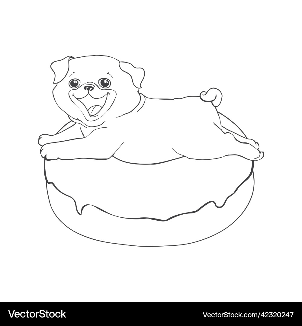 Pug hand drawing in black color Royalty Free Vector Image
