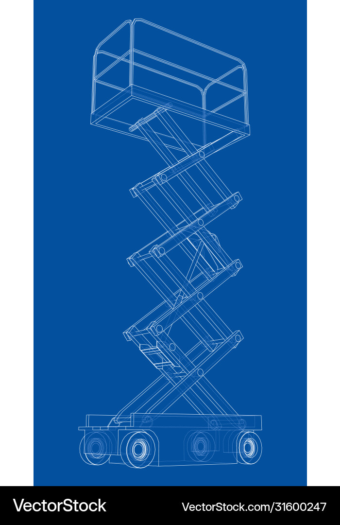 Scissor lift concept outline Royalty Free Vector Image