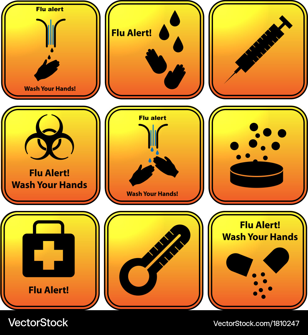 Set of flu alert icons Royalty Free Vector Image