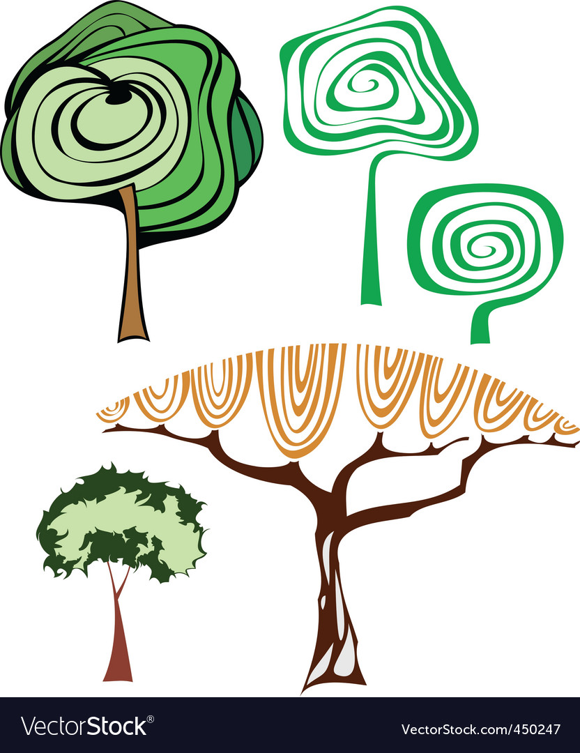 Set trees Royalty Free Vector Image - VectorStock