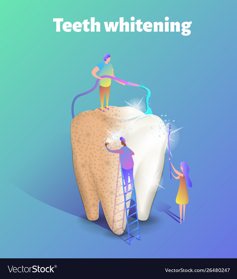 Teeth whitening isometric group Royalty Free Vector Image