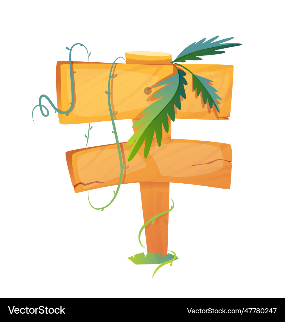 Wooden jungle signboard Royalty Free Vector Image