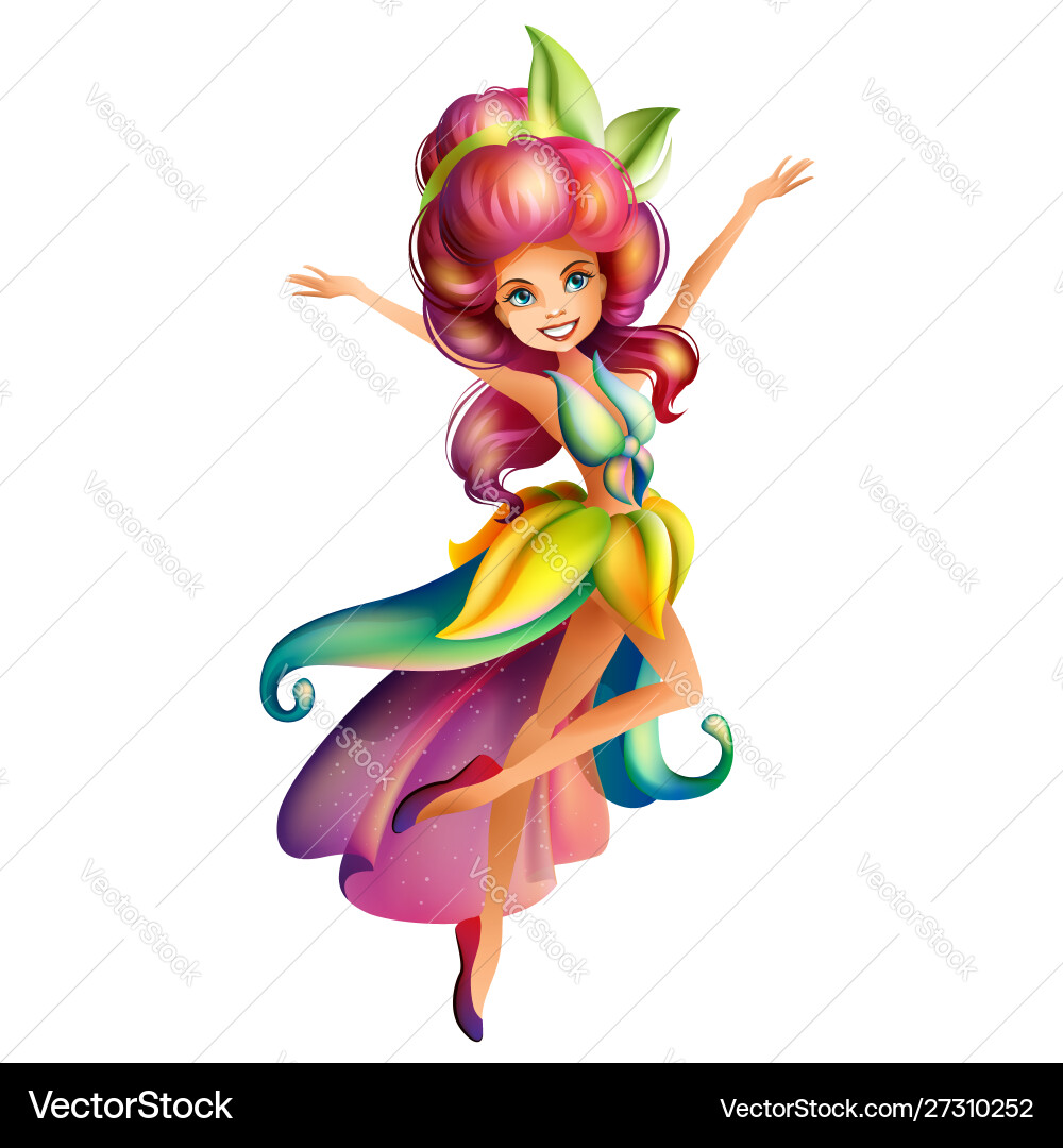 Cute colorful fairy character Royalty Free Vector Image