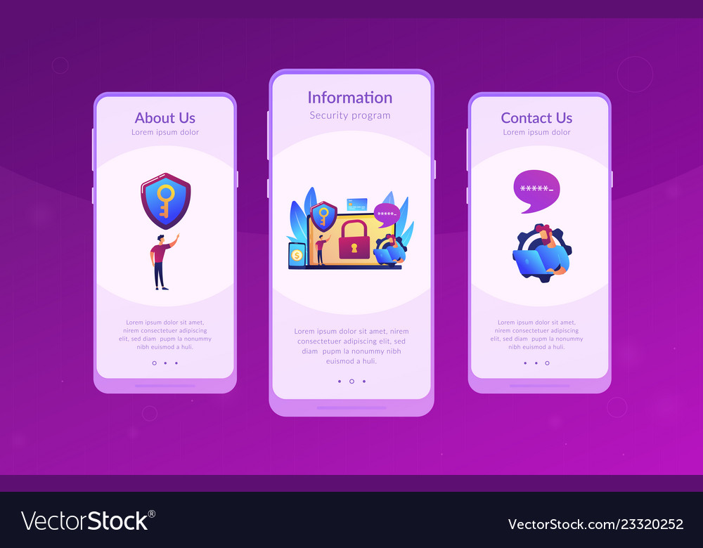 Cyber security software app interface template Vector Image