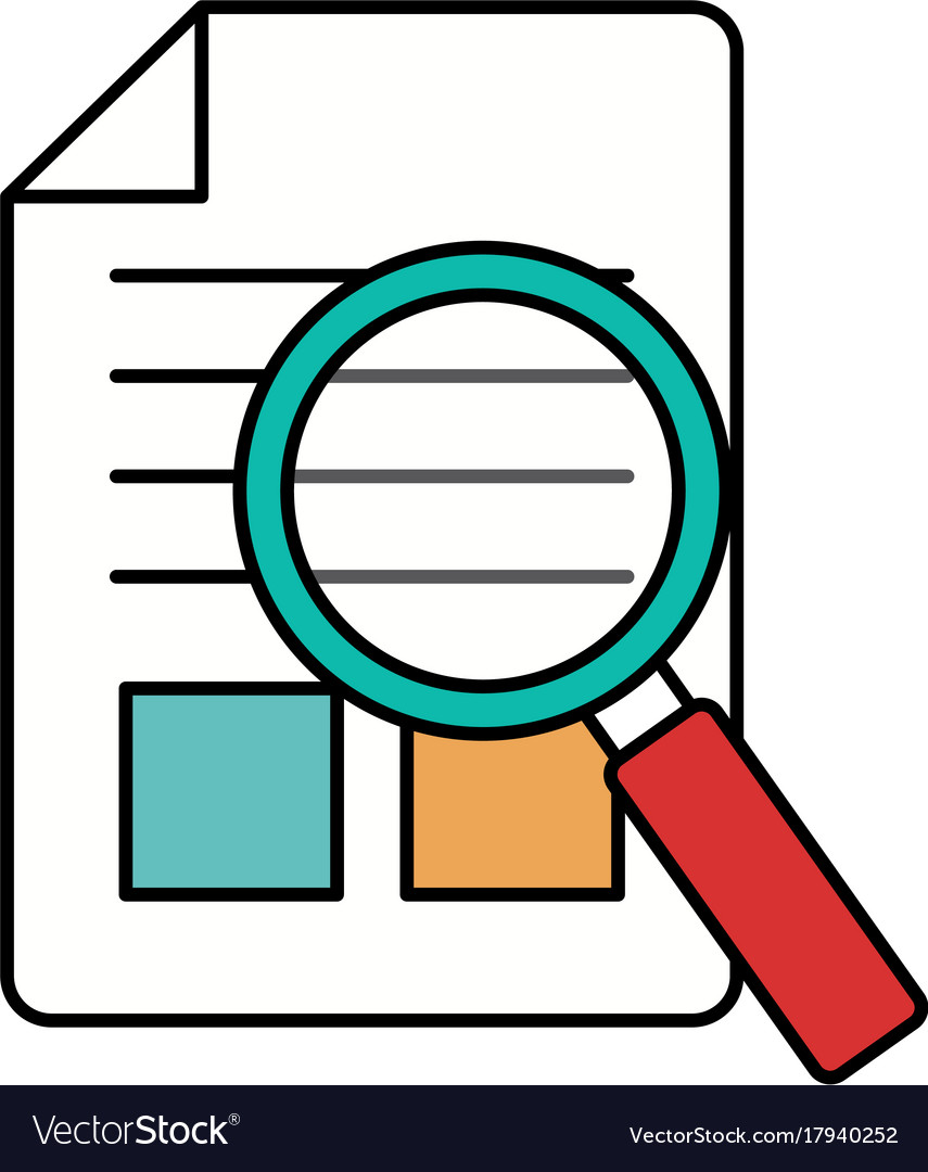 Document paper with magnifying glass Royalty Free Vector