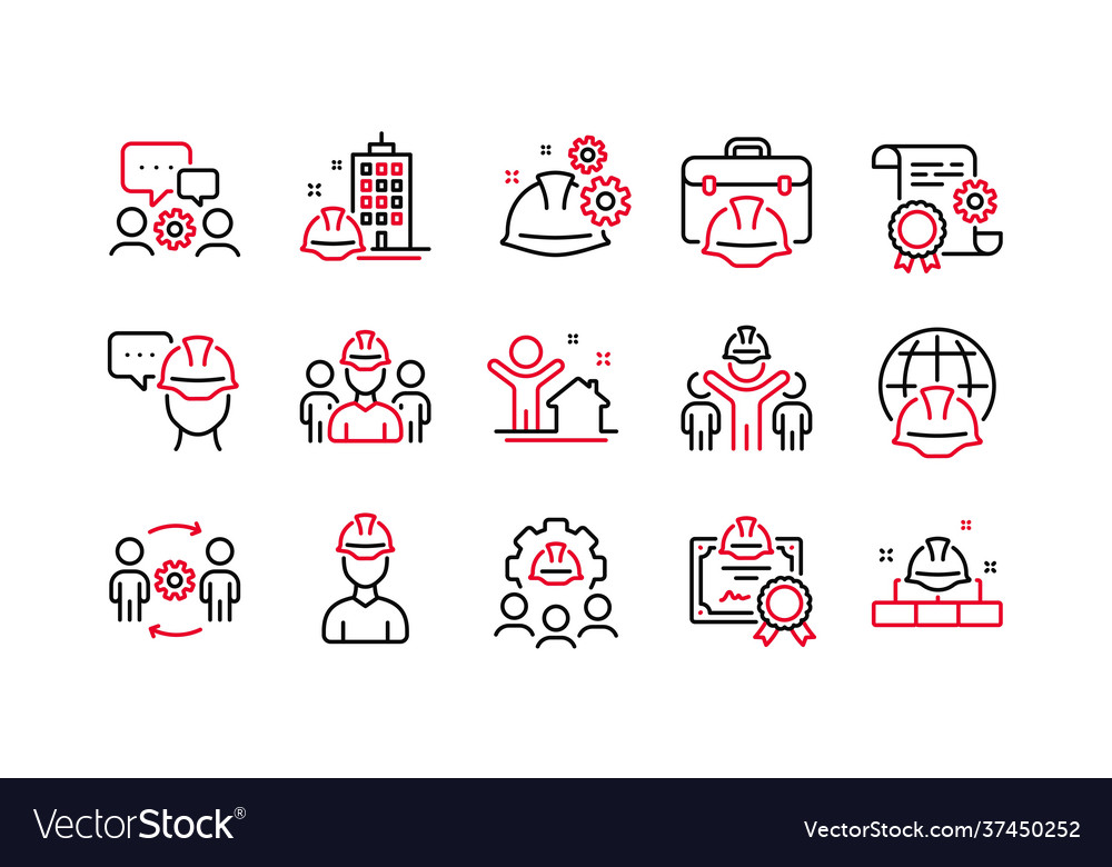 Engineering line icons set technical Royalty Free Vector